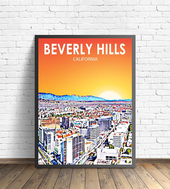Beverly Hills California Art Poster Sunset / Night Landscape - Etsy