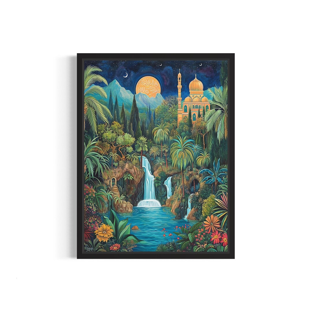 Islamic Garden of Paradise Poster Art Print, Religion Wall Art ...