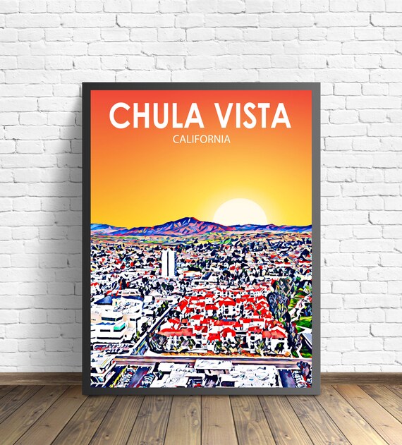 Chula Vista California Art Poster Sunset / Night Landscape - Etsy