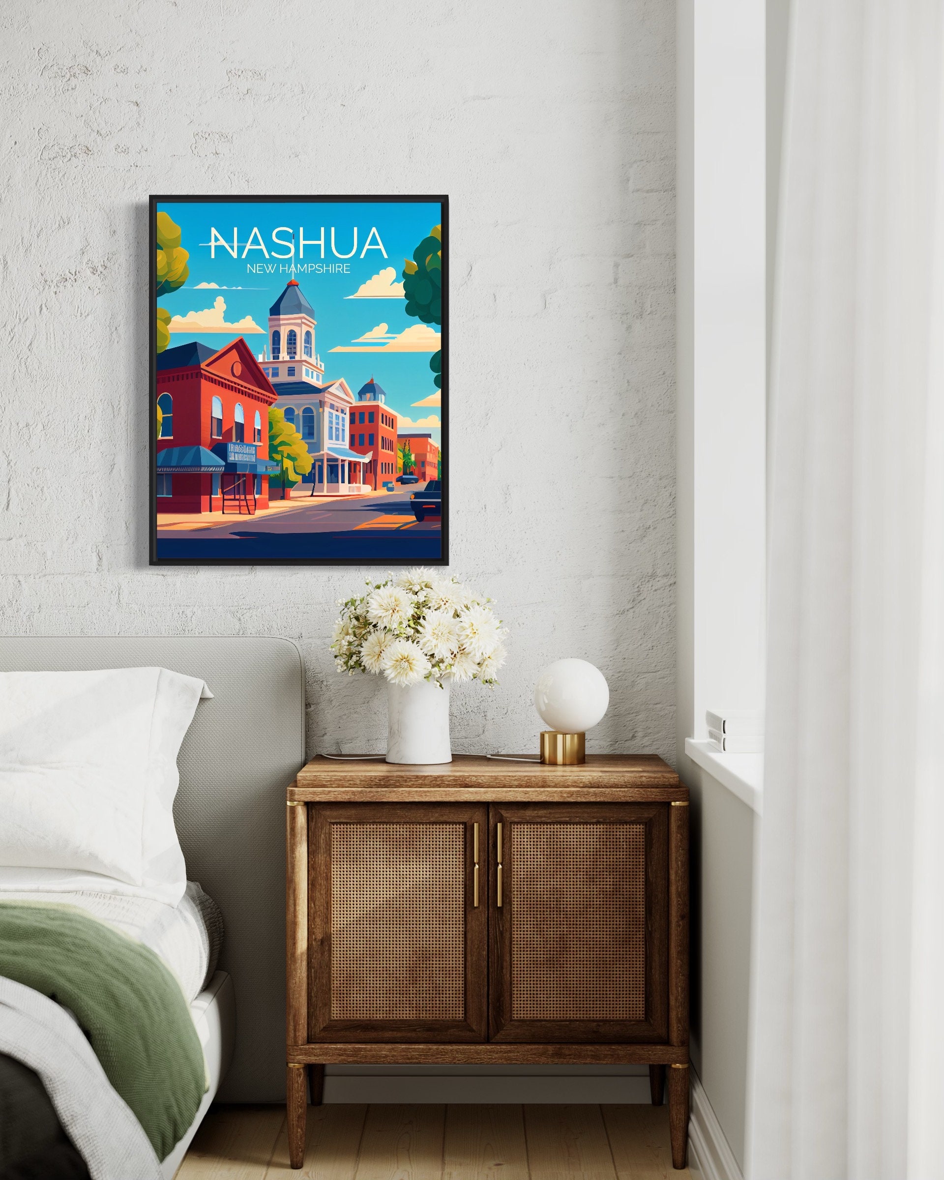 Nashua New Hampshire Retro Art Print Nashua Wall Art - Etsy