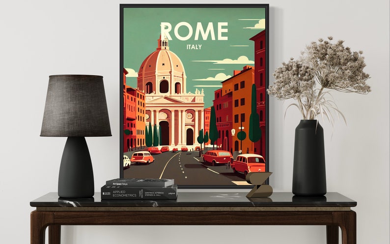 Rome Italy Retro Art Print Rome Italy Wall Art Illustration - Etsy