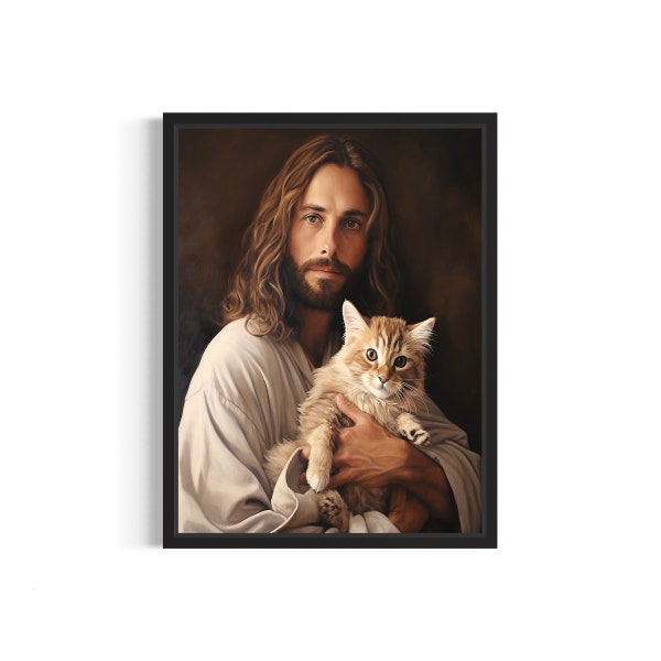 Jesus With Cats - Etsy