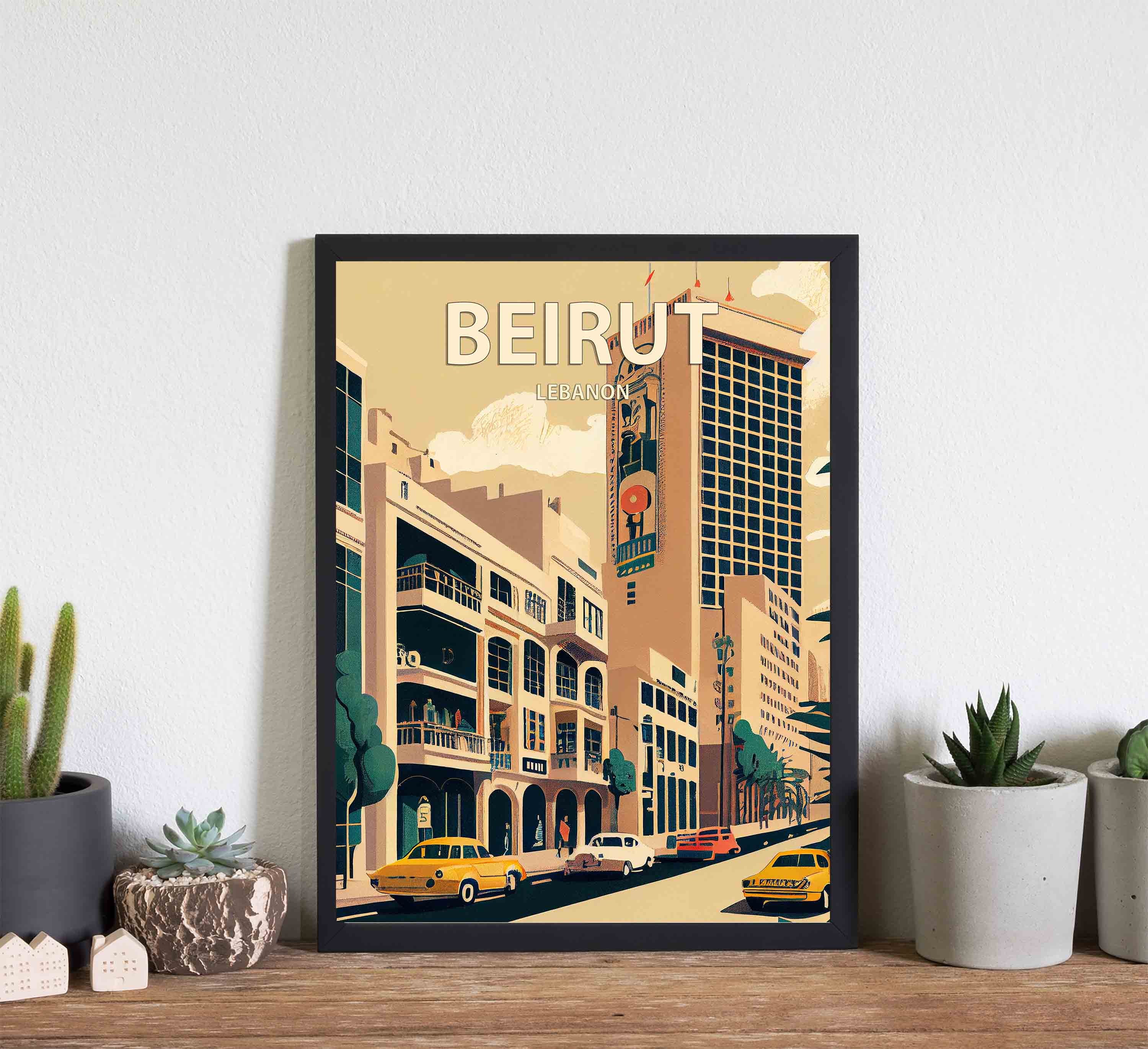 Beirut Lebanon Retro Art Poster sold by Ece Kalabak | SKU 310913 ...