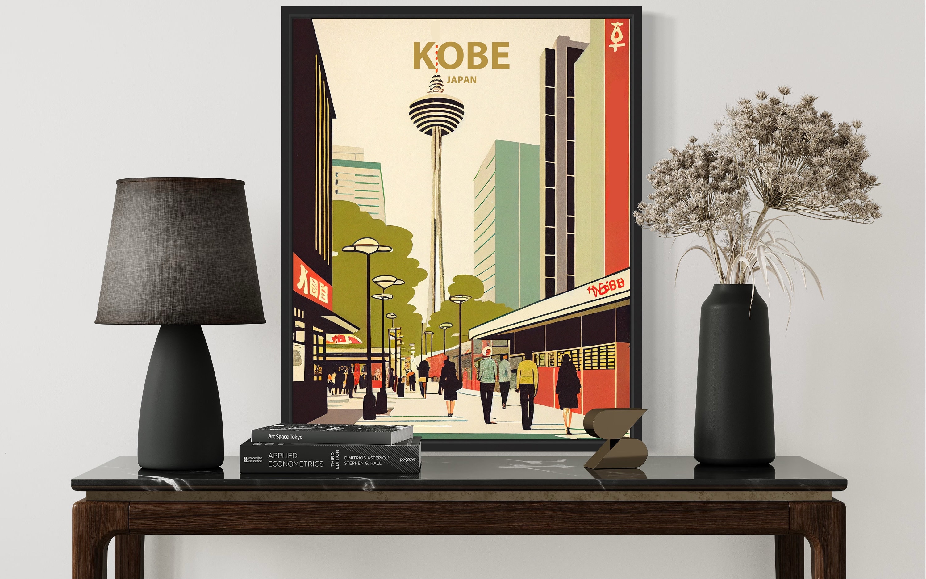 Kobe Japan Retro Art Print Kobe Wall Art Illustration Kobe - Etsy