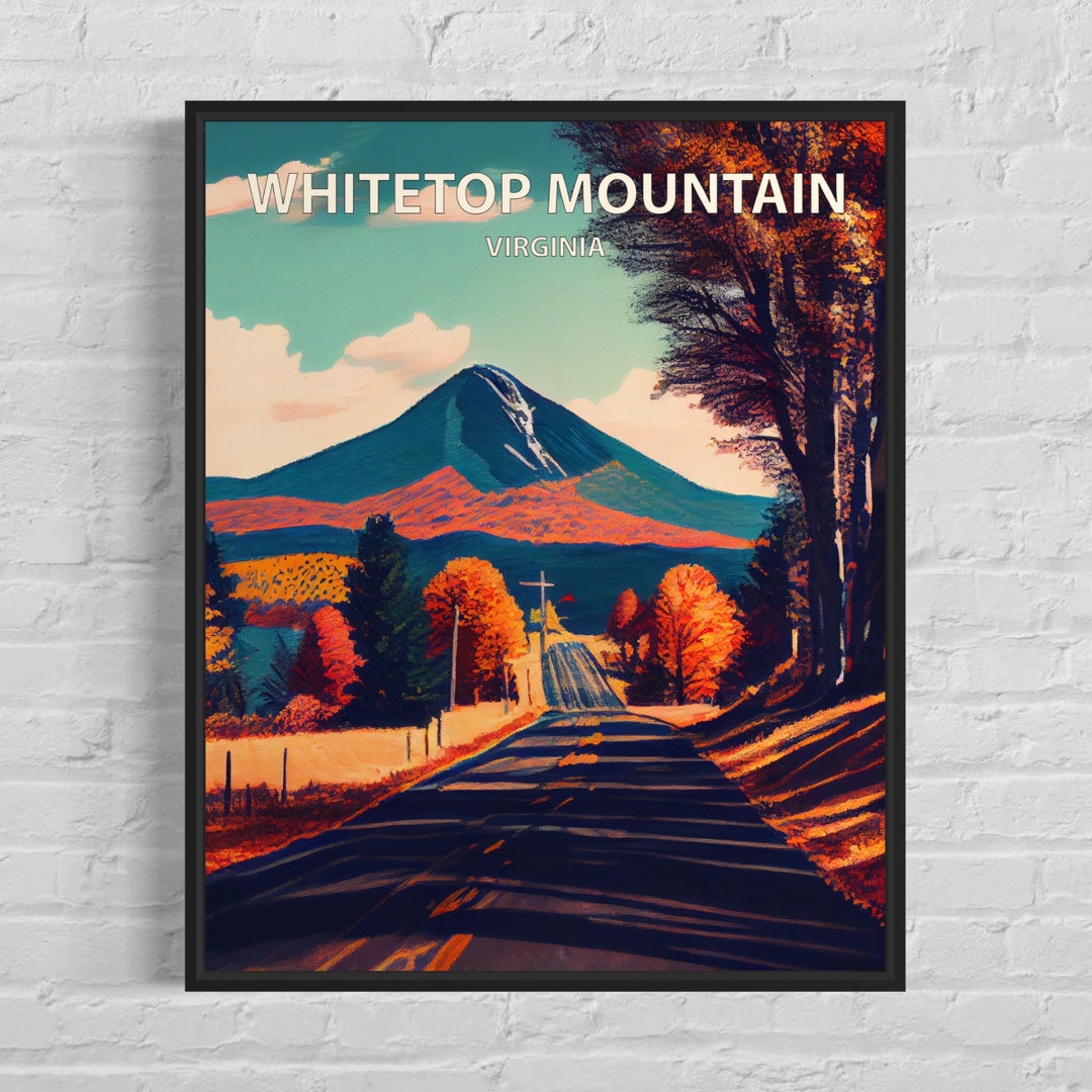 Whitetop Mountain Virginia Retro Art Print, Whitetop Mountain Wall Art ...