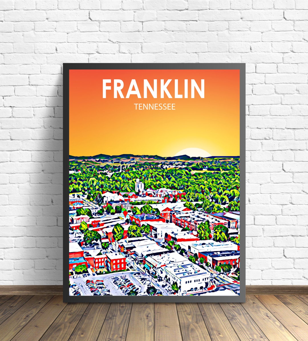 Franklin Tennessee Art Poster Sunset Landscape Poster Print, Franklin ...