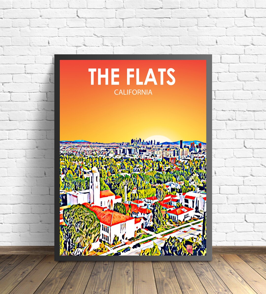 The Flats CA Art Poster, California Sunset Landscape Poster Print, the ...