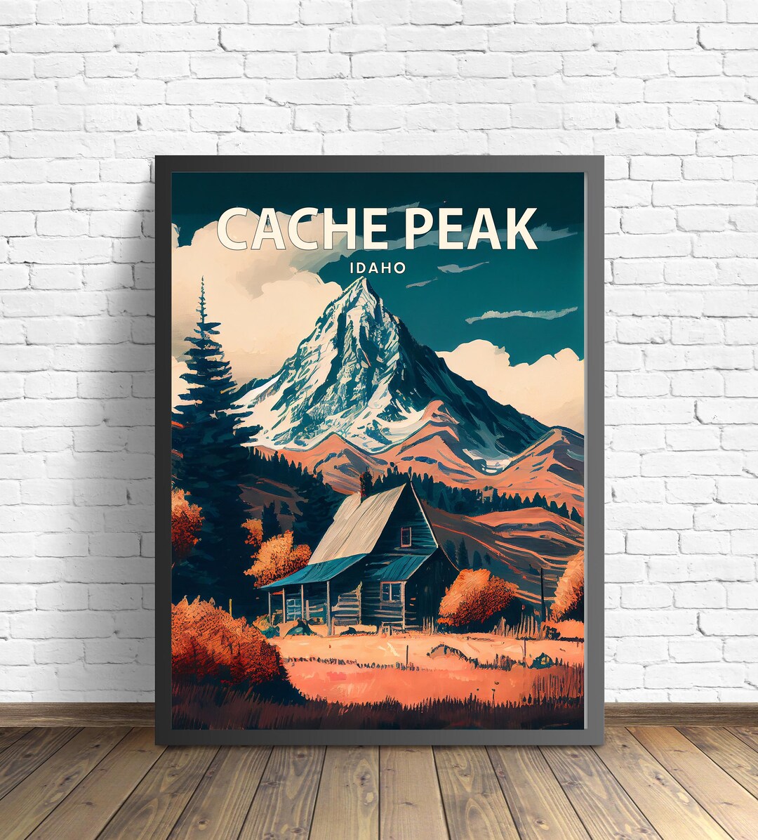 Cache Peak Idaho Retro Art Print, Cache Peak Wall Art Painting, Cache ...