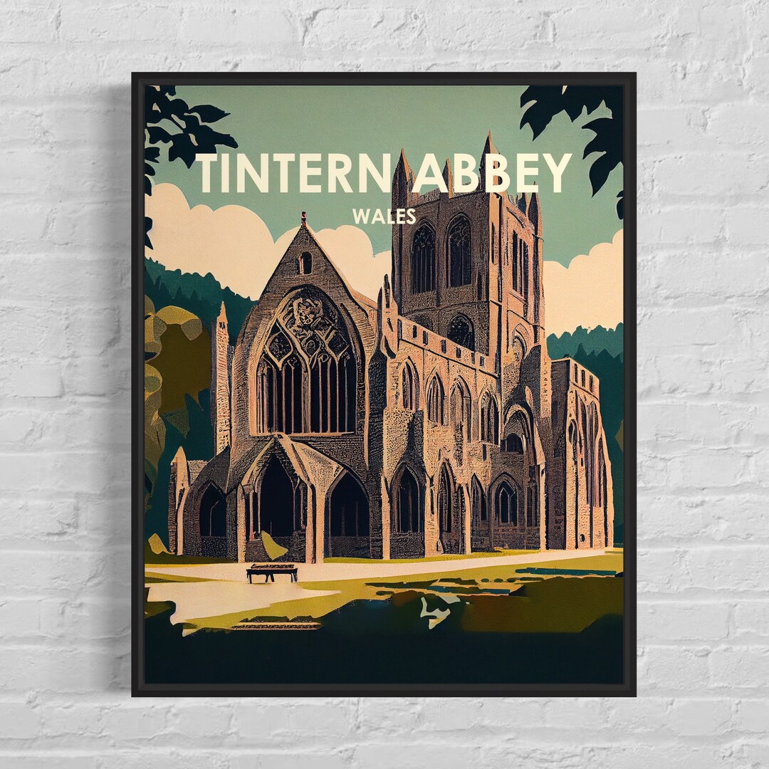 Tintern Abbey Wales Retro Art Print, Tintern Abbey Wales Wall Art ...
