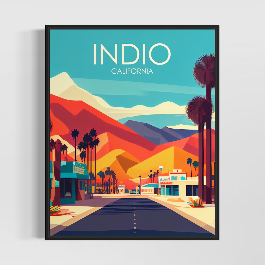 Indio California Retro Art Print, Indio Art Illustration, Indio Vintage ...