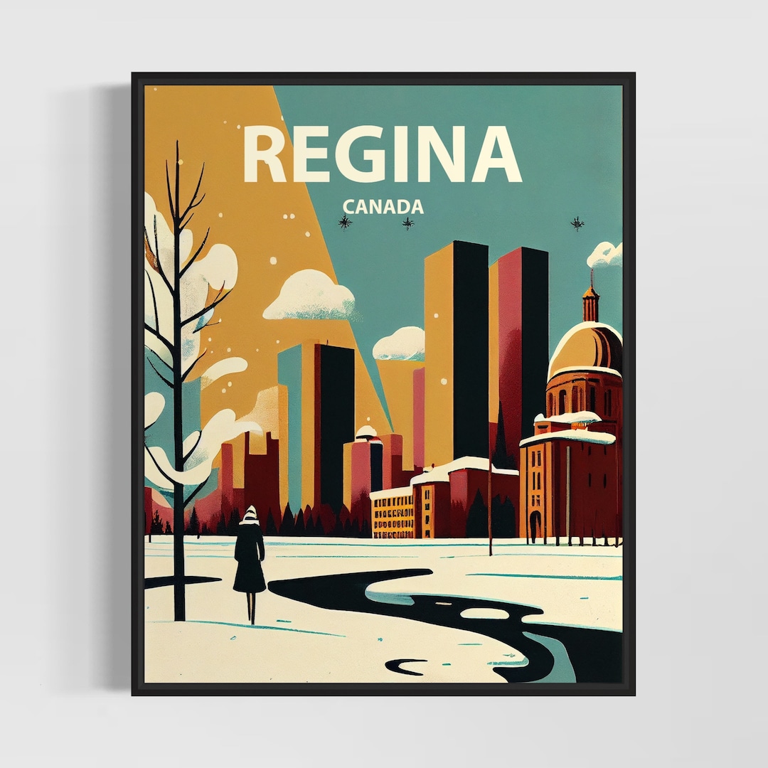 Regina Canada Retro Art Print, Regina Wall Art Illustration, Regina ...