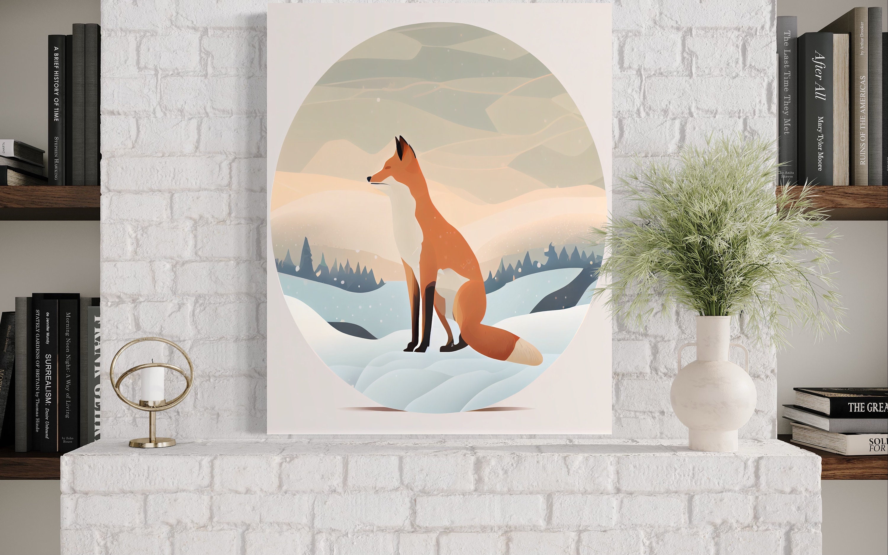 Fox Retro Art Print Fox Illustration Fox Vintage Minimal - Etsy