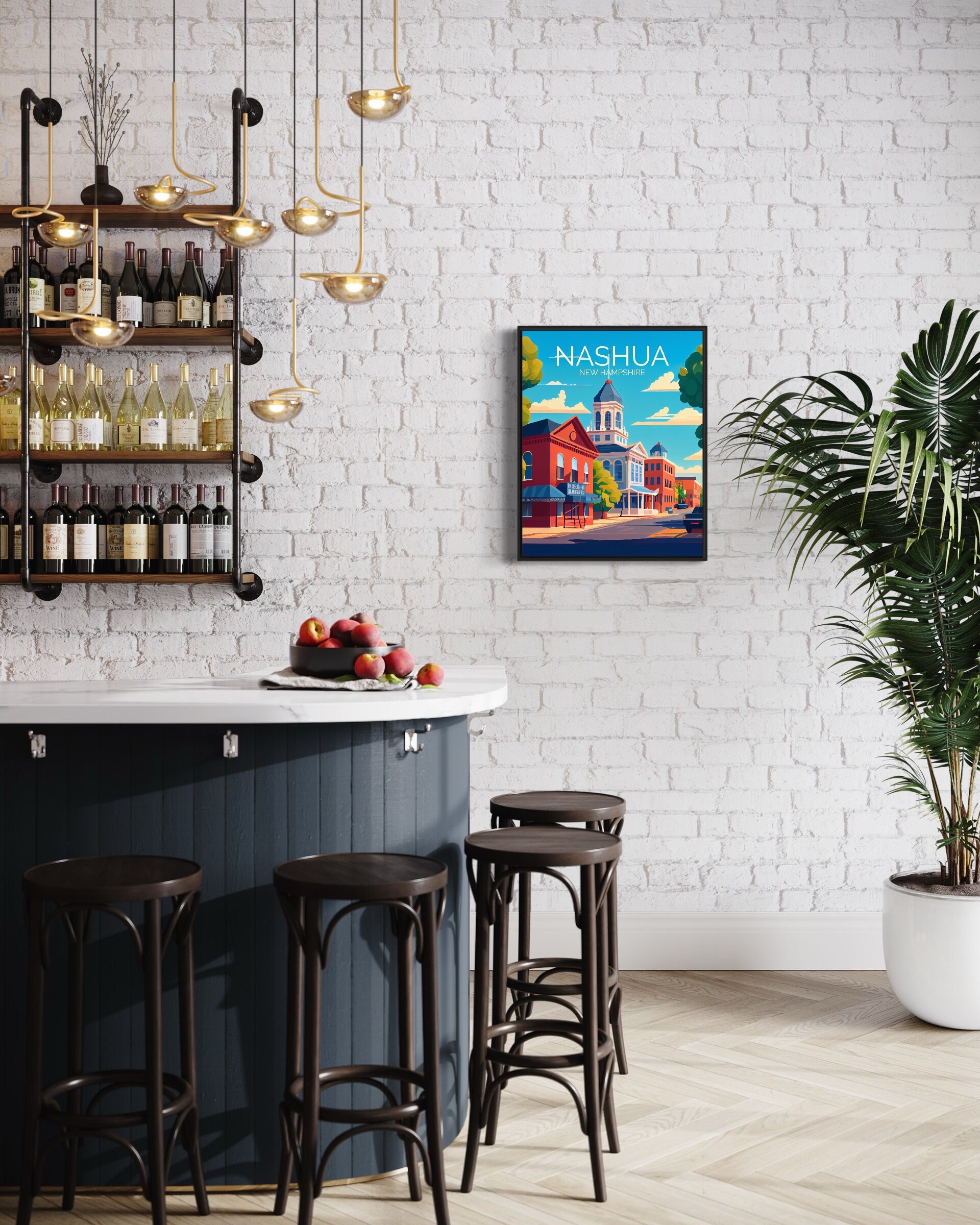 Nashua New Hampshire Retro Art Print Nashua Wall Art - Etsy