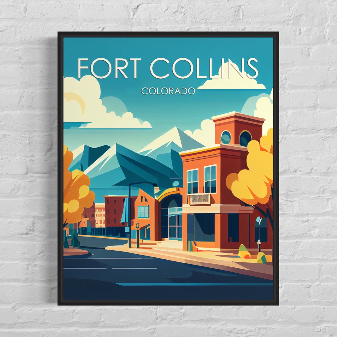 Fort Collins Colorado Retro Art Print, Fort Collins Colorado Wall Art ...