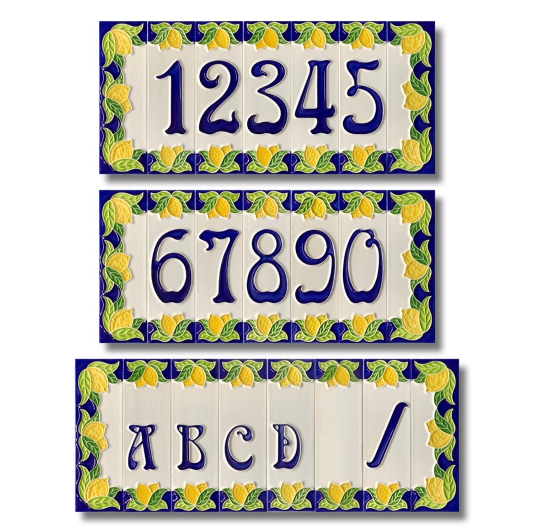 Handmade Ceramic House Numbers With Lemon Design, Italian Tile Art - Etsy