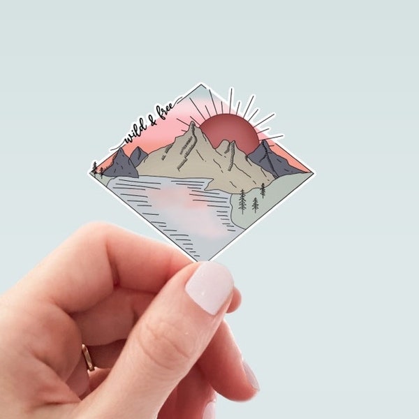 Mountain Water Bottle Sticker - Etsy