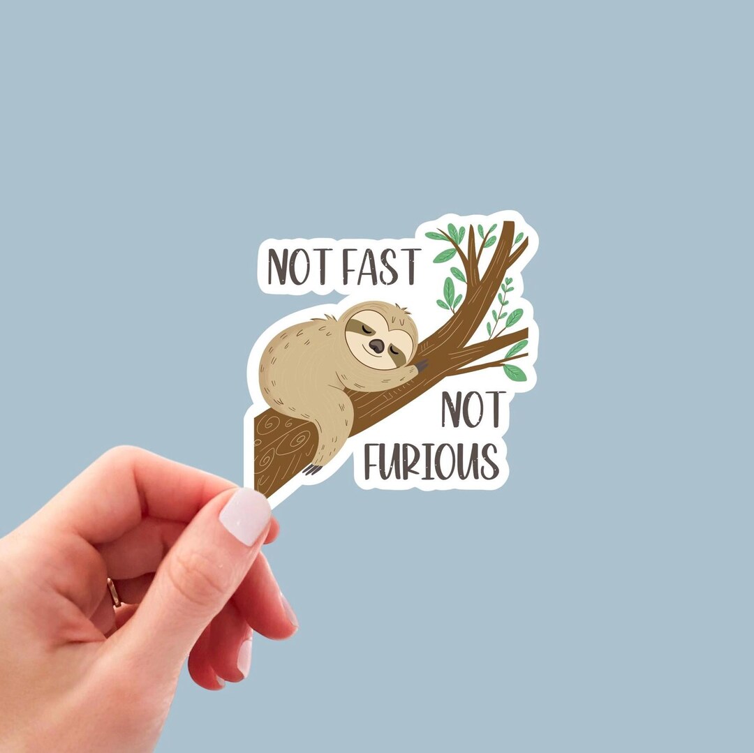 Not Fast Not Furious Sticker, Funny Stickers, Sloth - Etsy