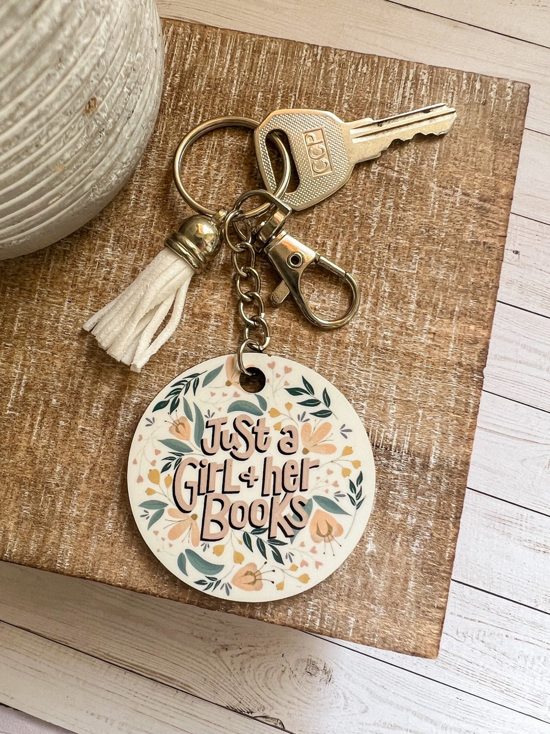 Reading Keychain | Just a Girl and Her Books | Keychain for Her | Book ...