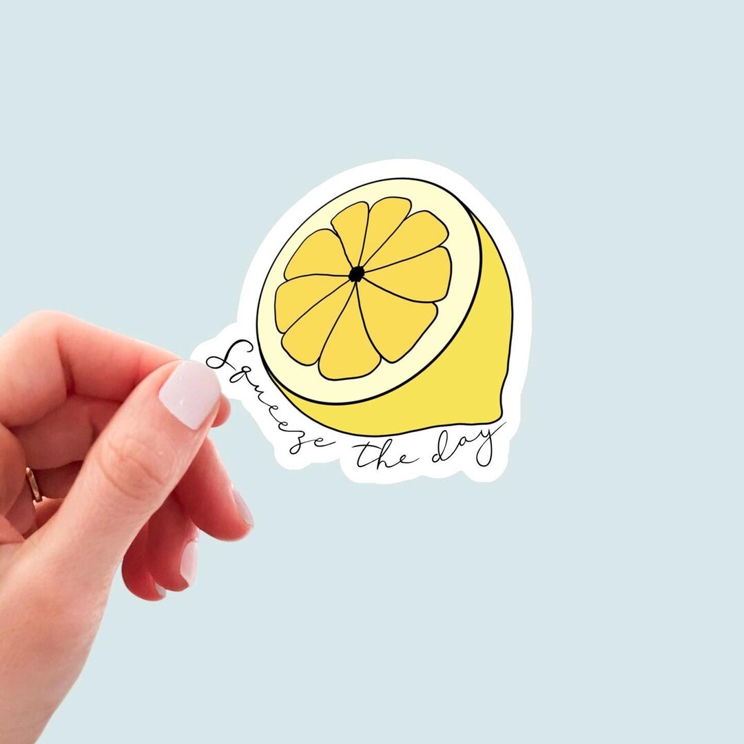 Lemon Sticker Cute Sticker Squeeze the Day Pun Tumbler Decal Waterproof ...
