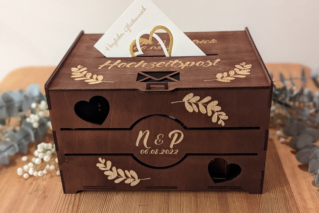 Large Personalized Wedding Card Box Made of Wood, Lockable, Wedding ...