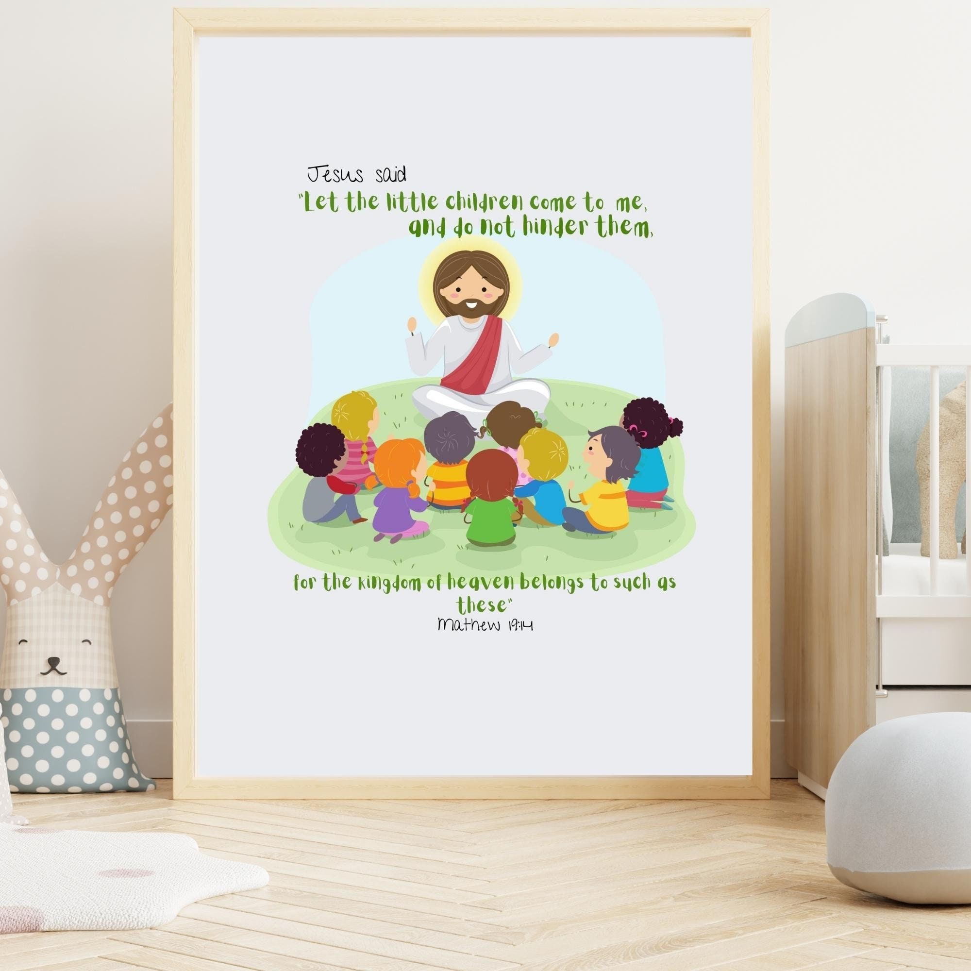 Let the Little Children Come to Me Bible Verse Art Wall Art Printable ...