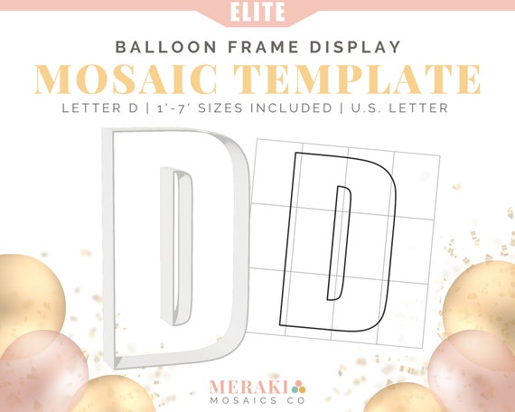 Mosaic Balloon Template Giant Letter D Marquee Frame ELITE - Etsy Hong Kong
