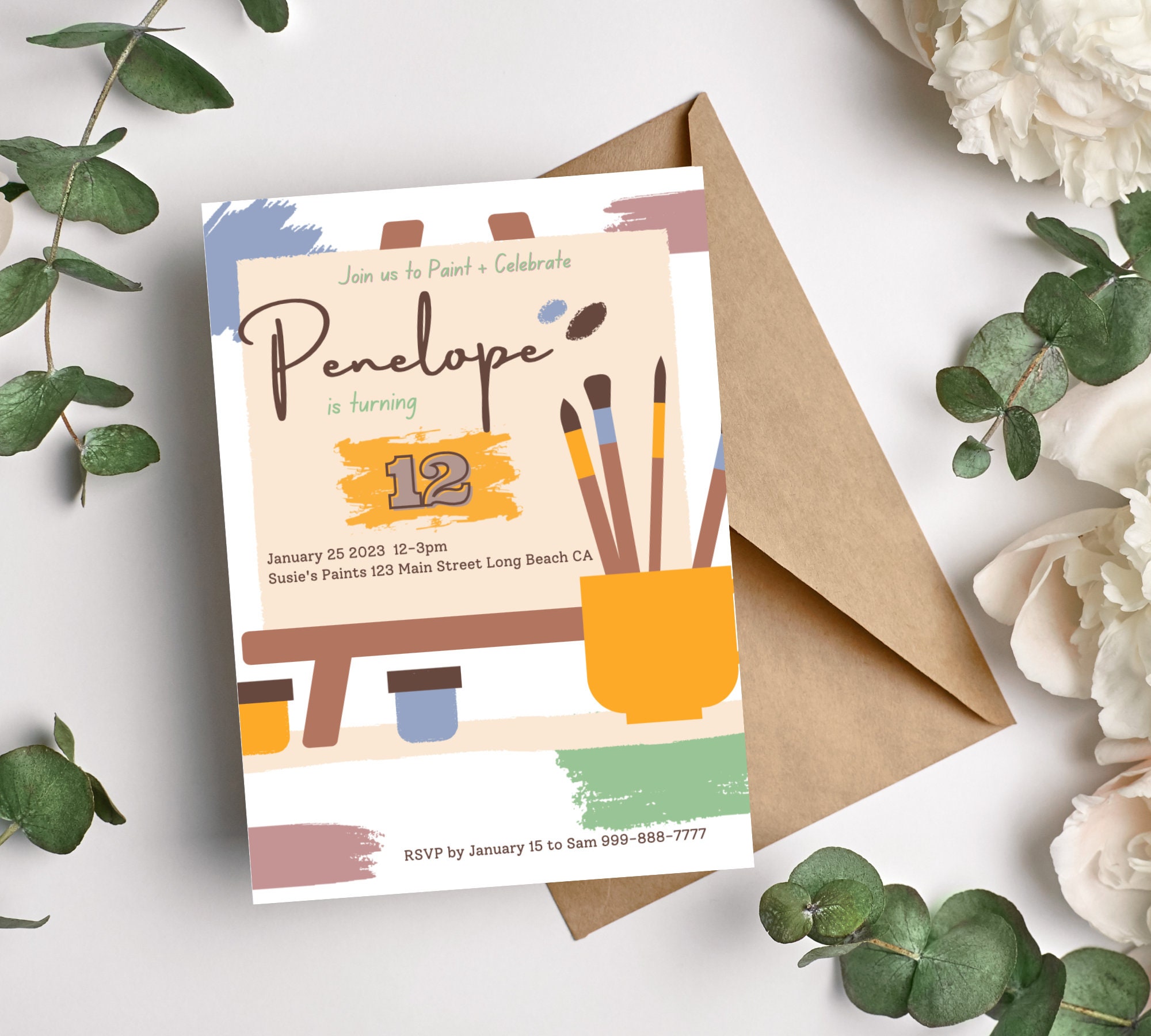 Paint Birthday Invitation Template - Etsy