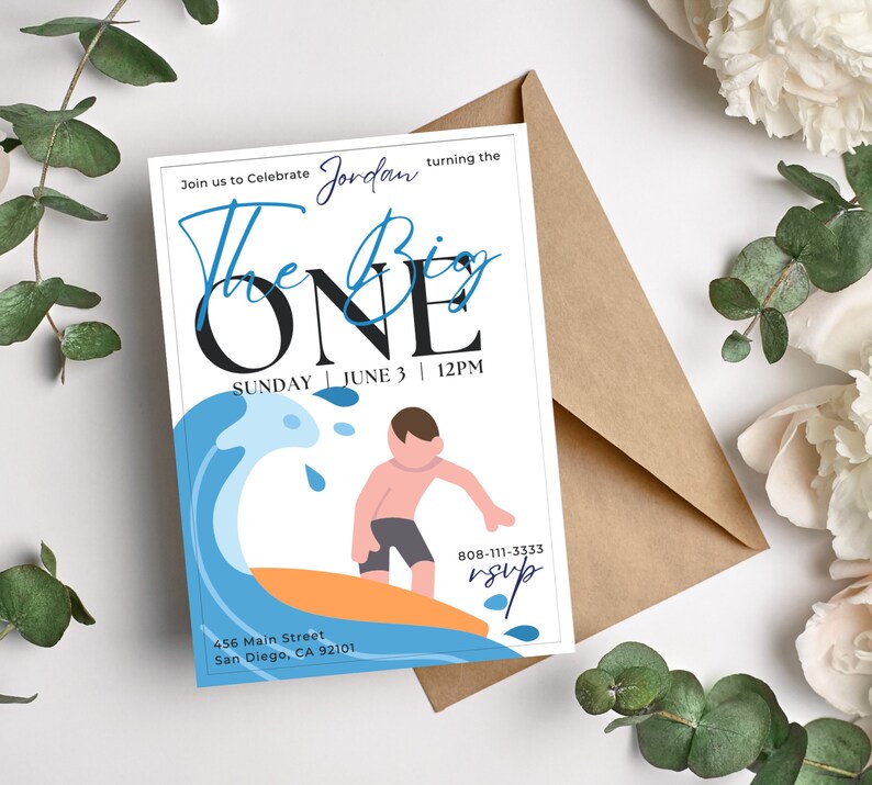 The Big One First Birthday Invitation Template - Etsy