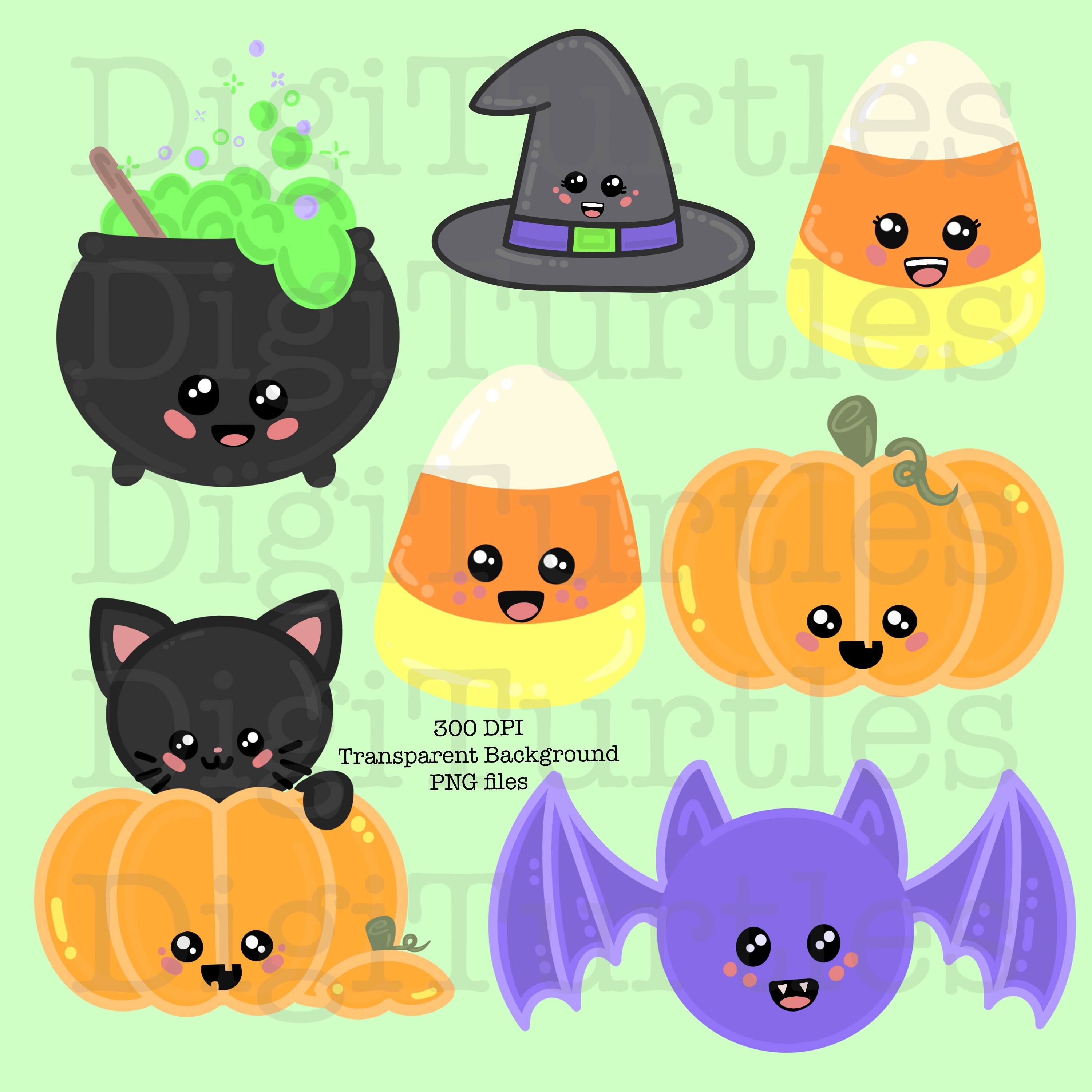 Halloween Clipart - Cute Kawaii Halloween Clipart - Transparent a ...