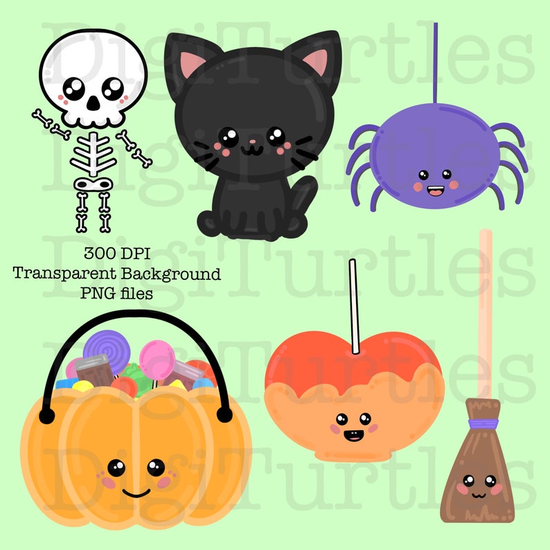 Halloween Clipart - Cute Kawaii Halloween Clipart - Transparent a ...