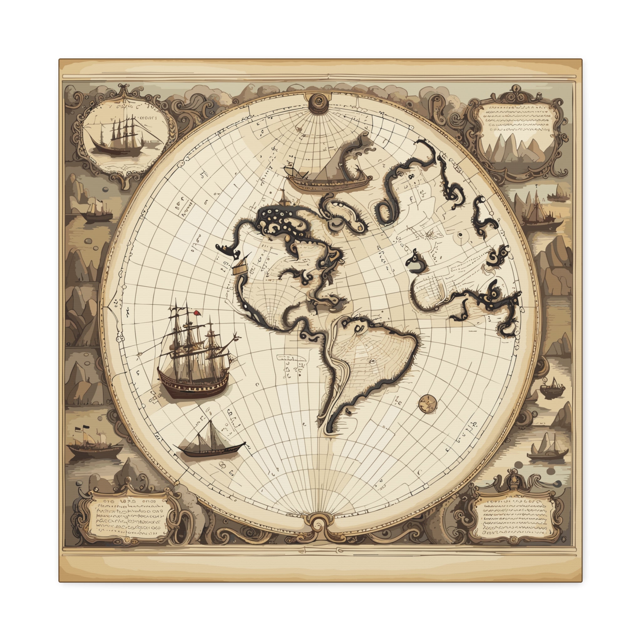 Mapas espeluznantes mapa del mundo antiguo imaginario 33 - Etsy México
