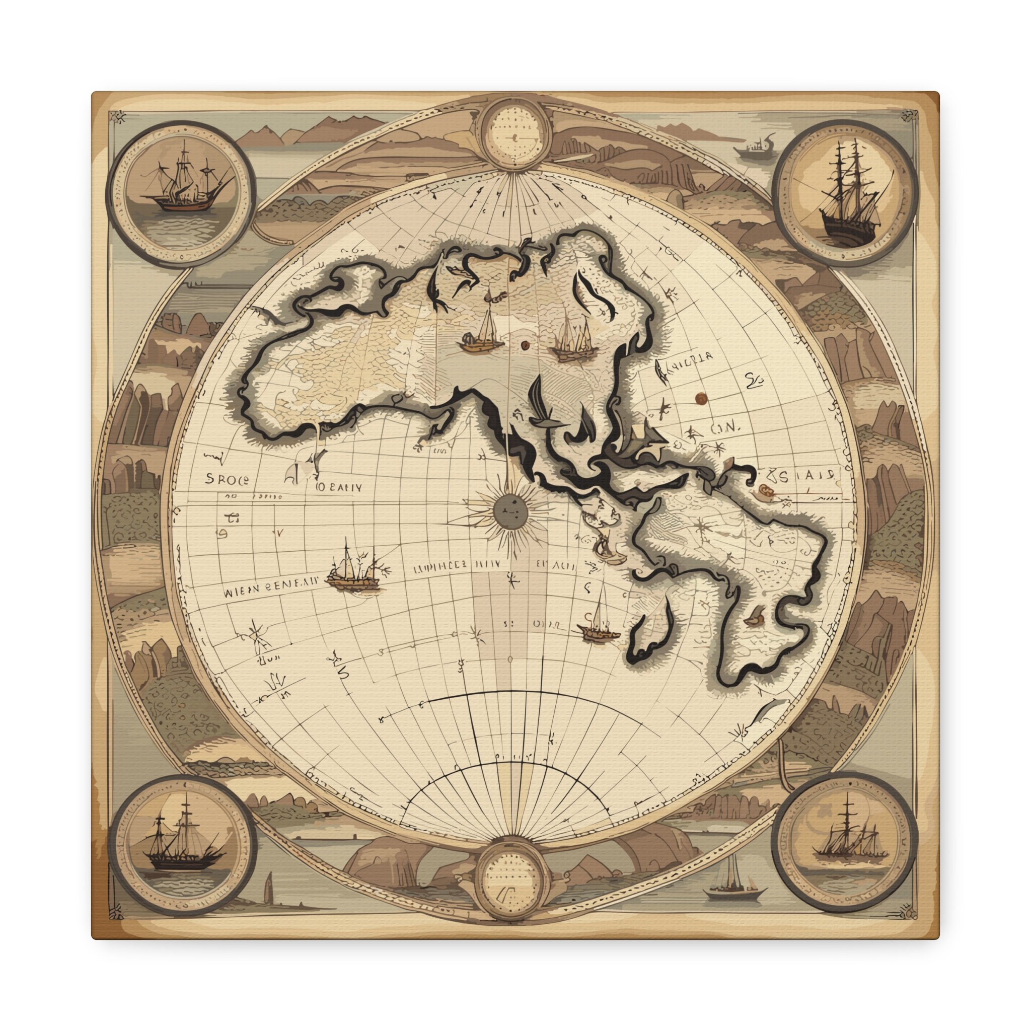 Mapas espeluznantes mapa del mundo antiguo imaginario 13 - Etsy México