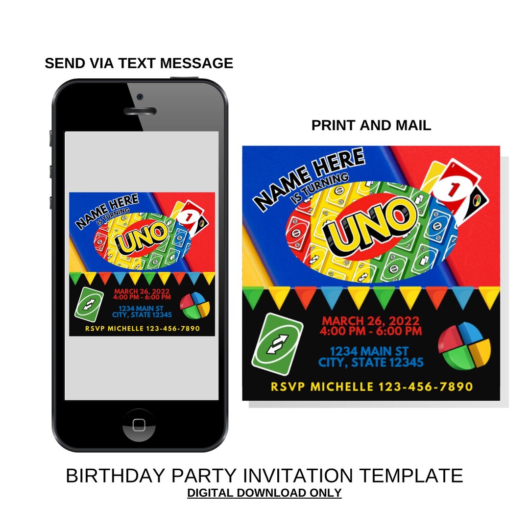 UNO Party Invitation - Etsy