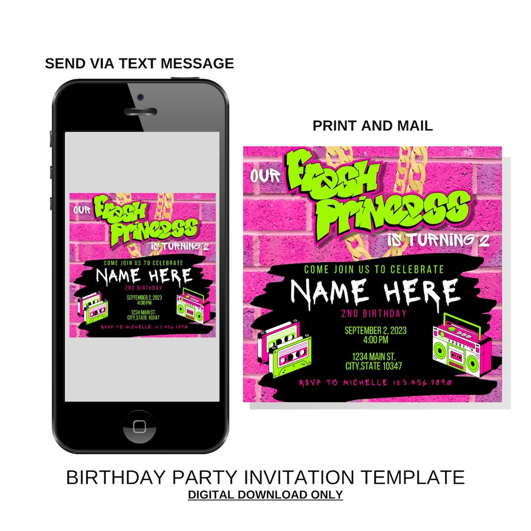 Fresh Princess Birthday Party Invitation - Etsy