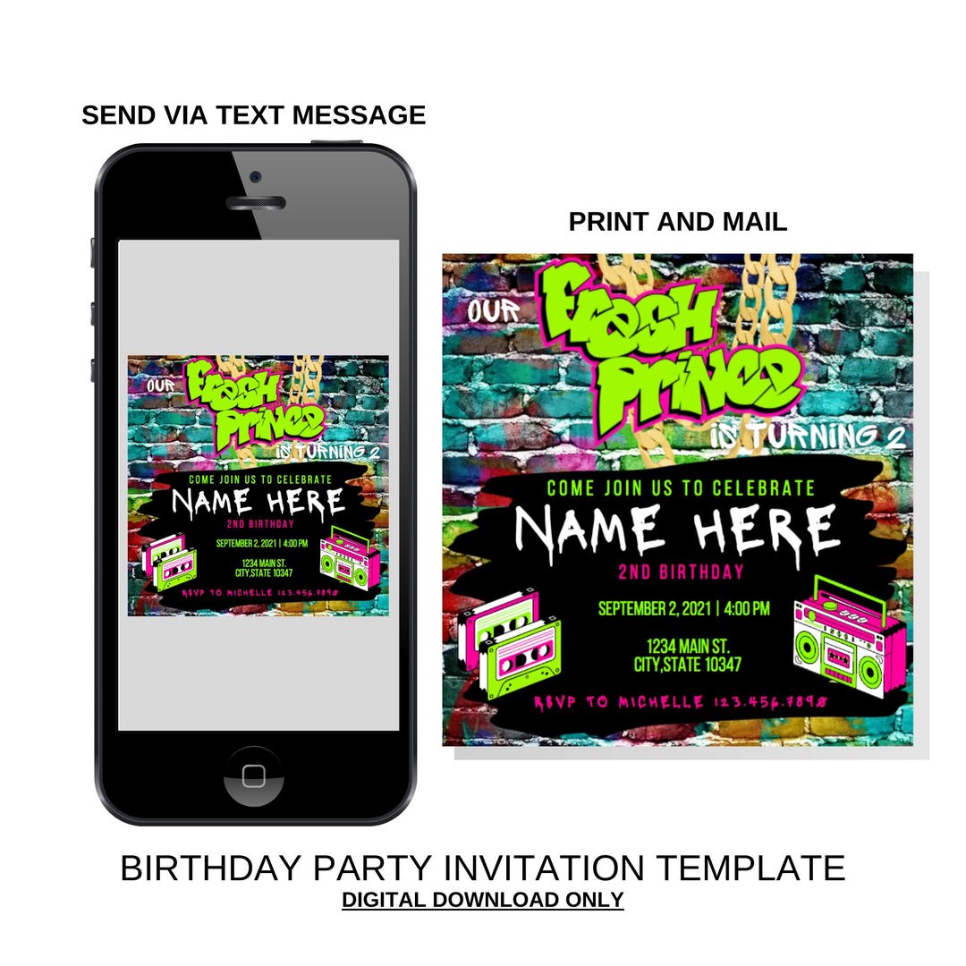 Fresh Prince Birthday Party Invitation - Etsy
