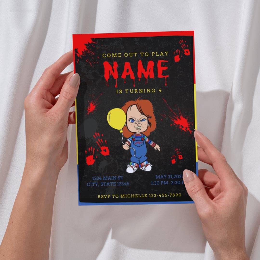Customizable 5x7 Chucky Doll Birthday Party Invitation, Girl Invitation ...