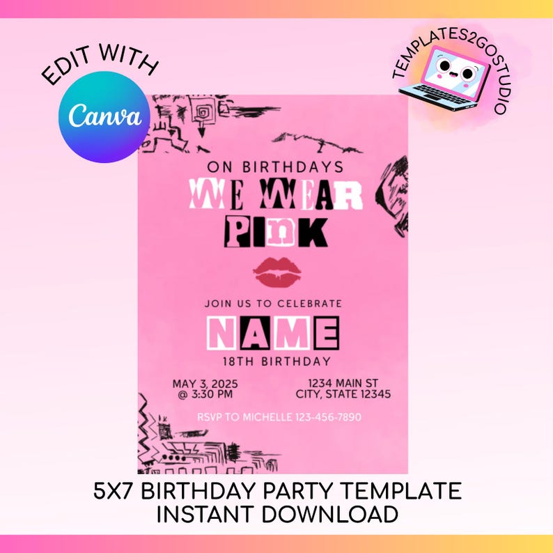 Editable Mean Girls Birthday Party Invitation - Etsy