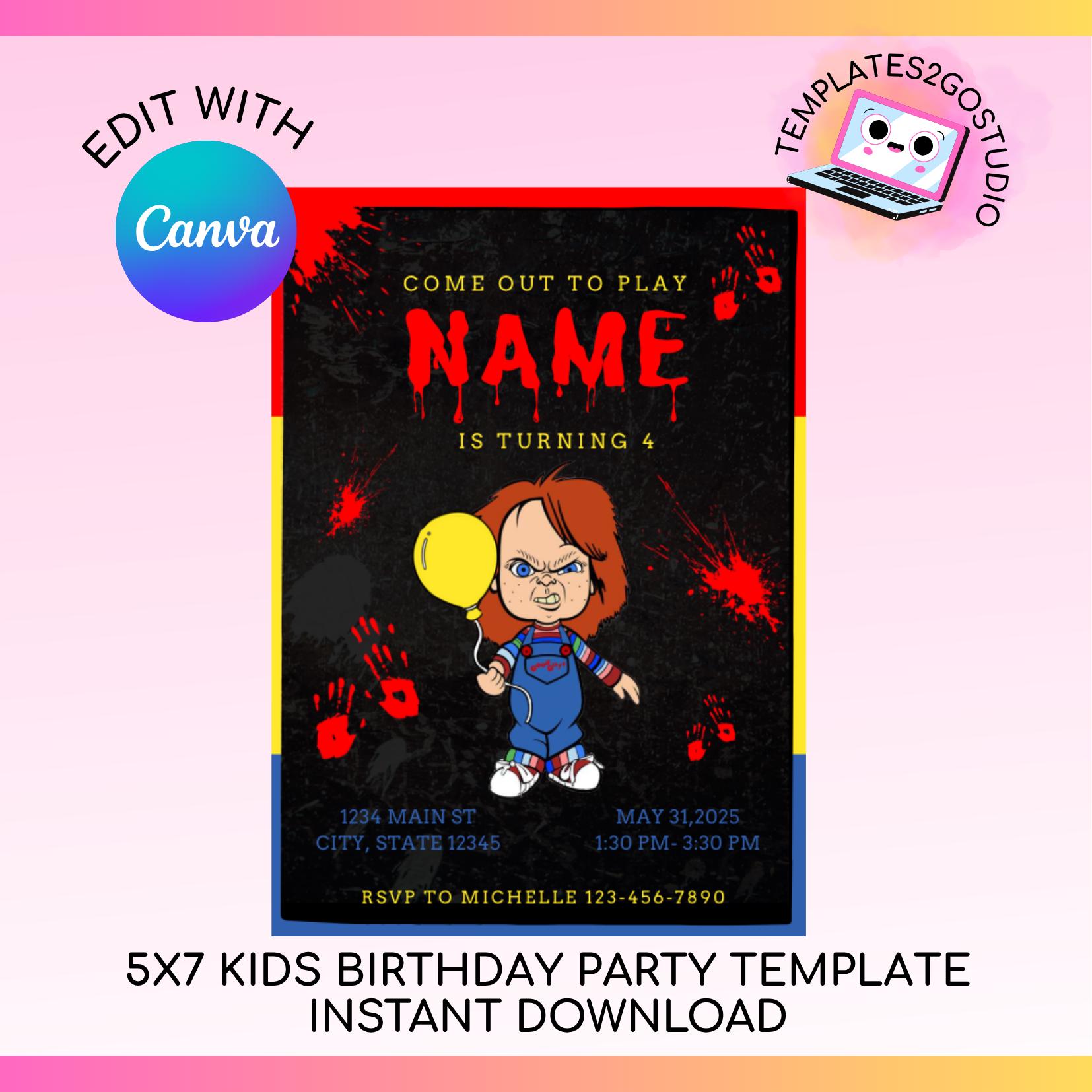 Editable Chucky Doll Birthday Party Invitation - Etsy