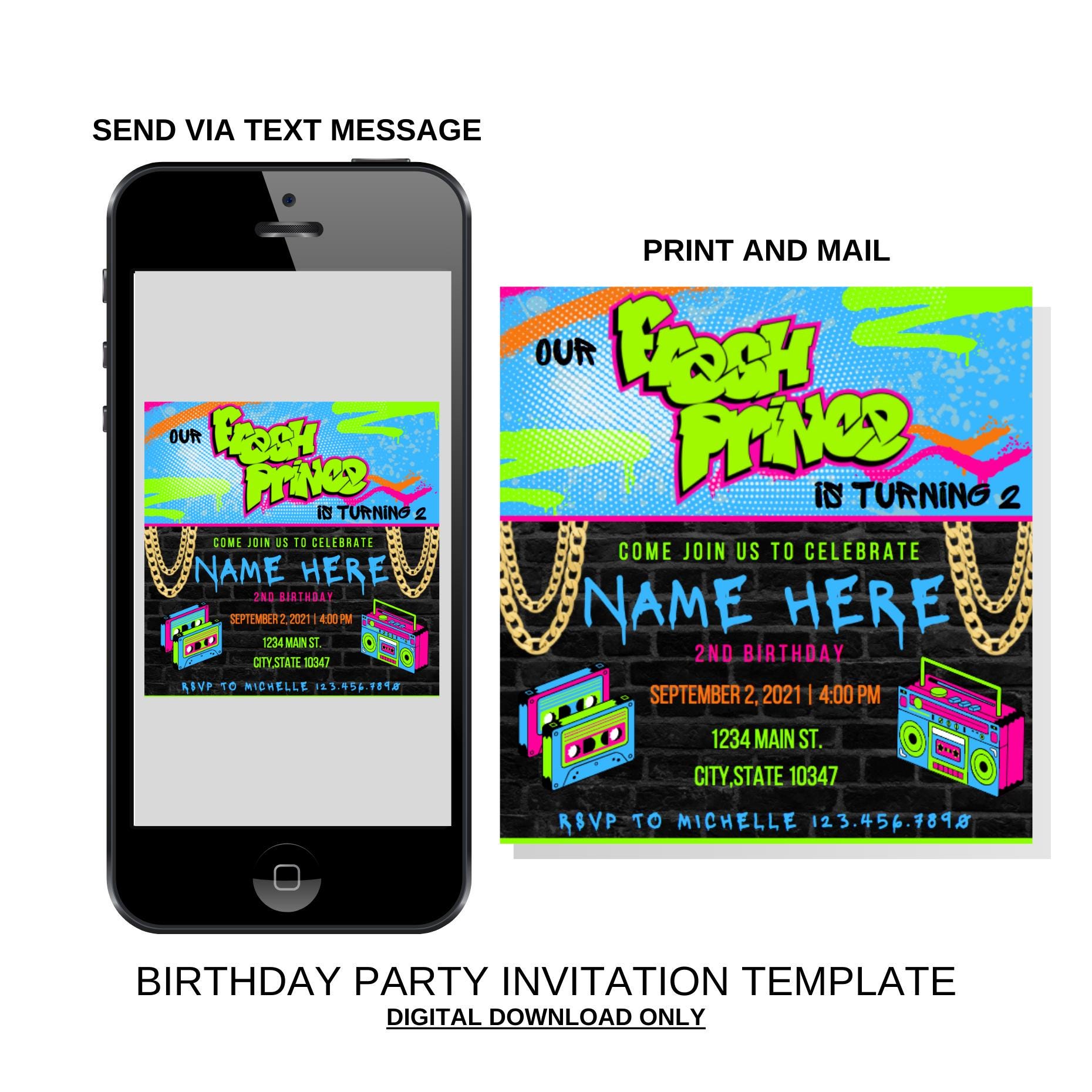 Fresh Prince Birthday Party Invitation - Etsy