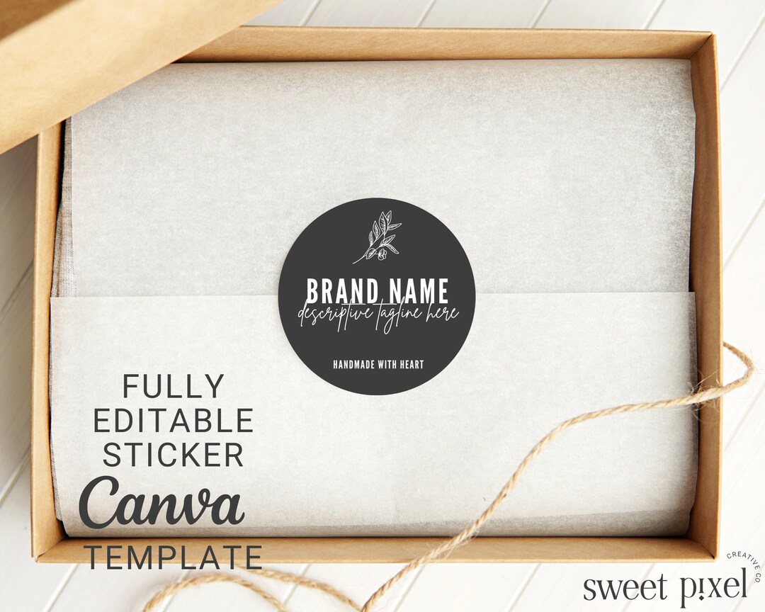 Modern Round Sticker Template, Editable Circle Label, Packaging Sticker ...