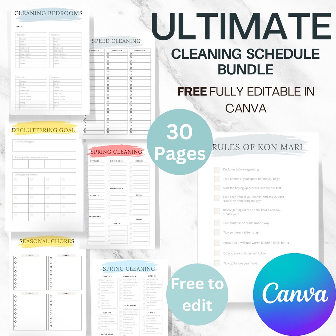 Ultimate Cleaning Planner Bundles Cleaning Schedule Daily, Weekly ...