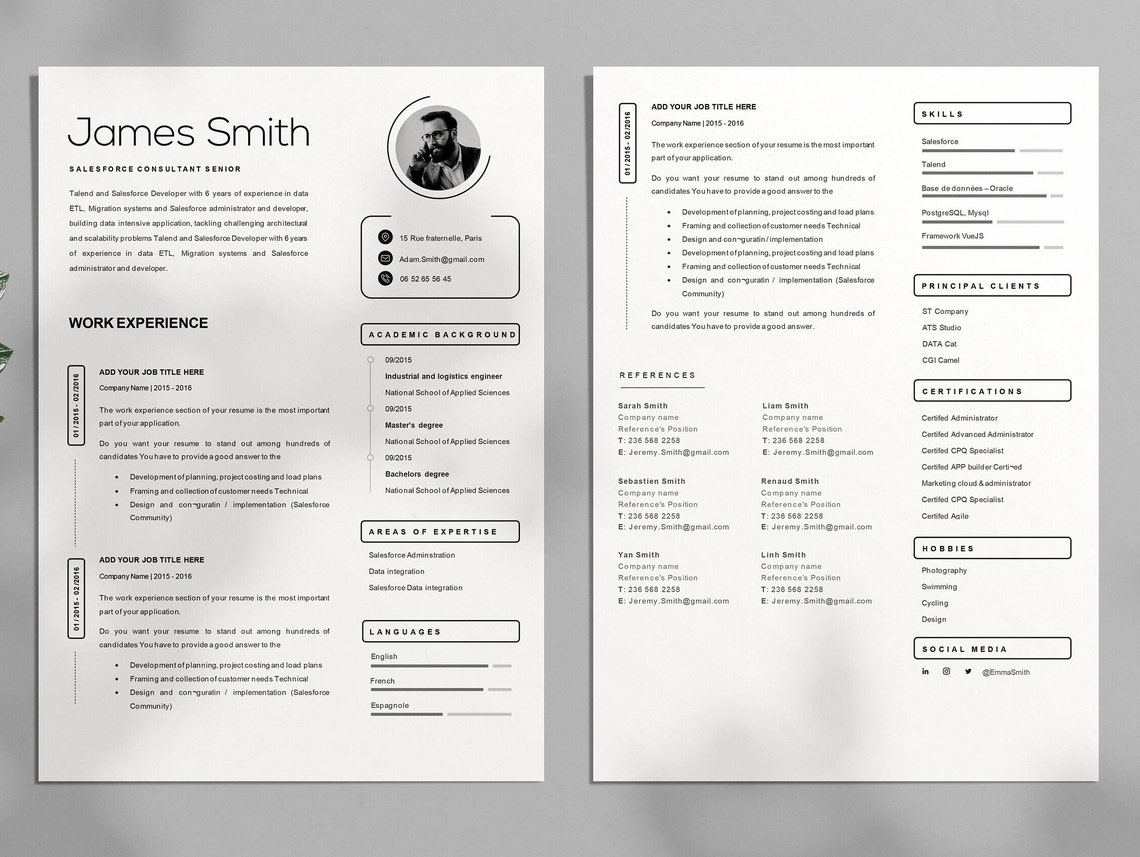 Modèle de CV Word, modèle de CV professionnel, CV exécutif, épuré ...