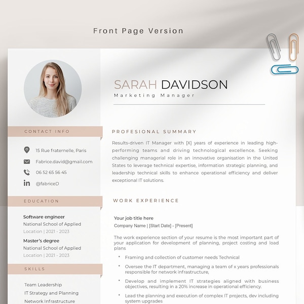 Cv Template - Etsy