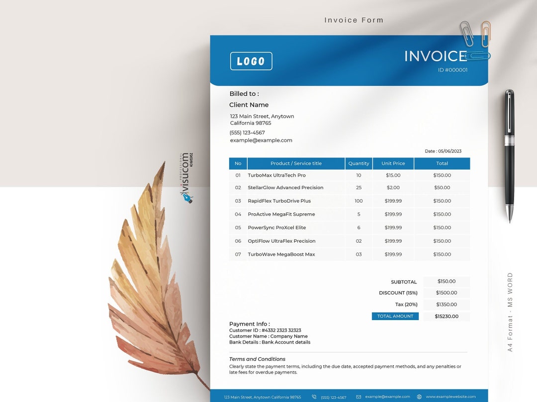 Modèle de facture CANVA, modèle Canva modifiable, prêt à imprimer ...