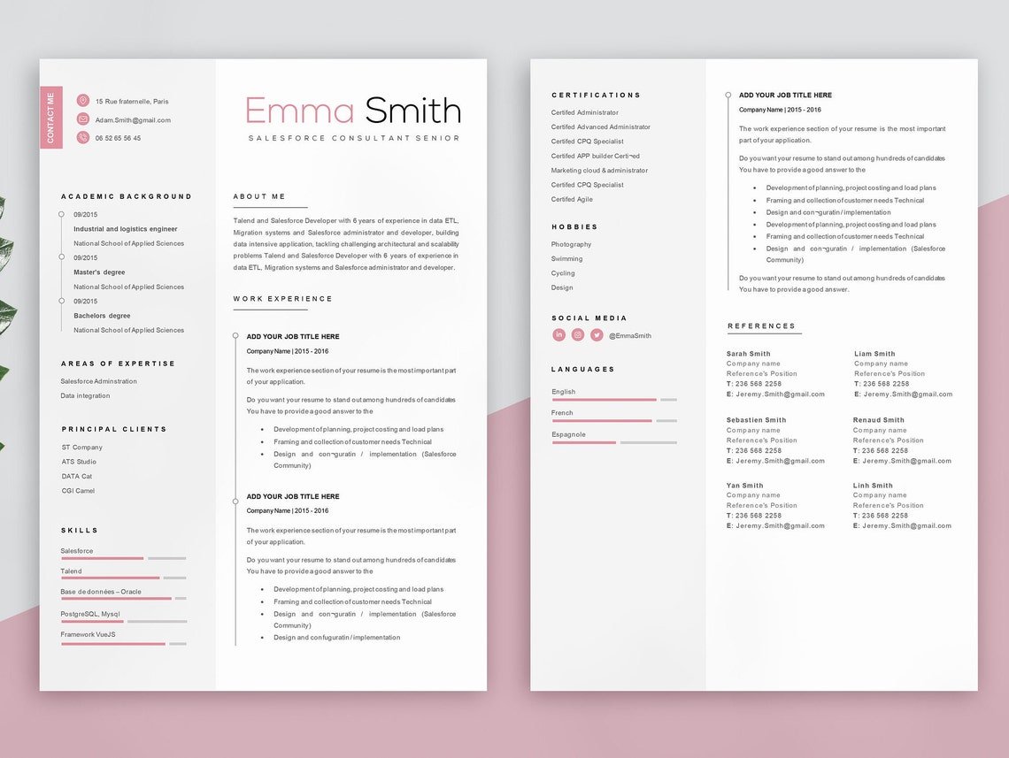 CV Template Word, CV Template Professional , Resume Template Word, Cv ...