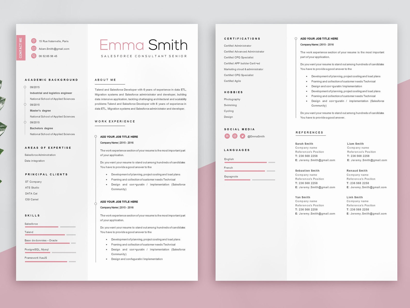 CV Template Word CV Template Professional Resume Template - Etsy