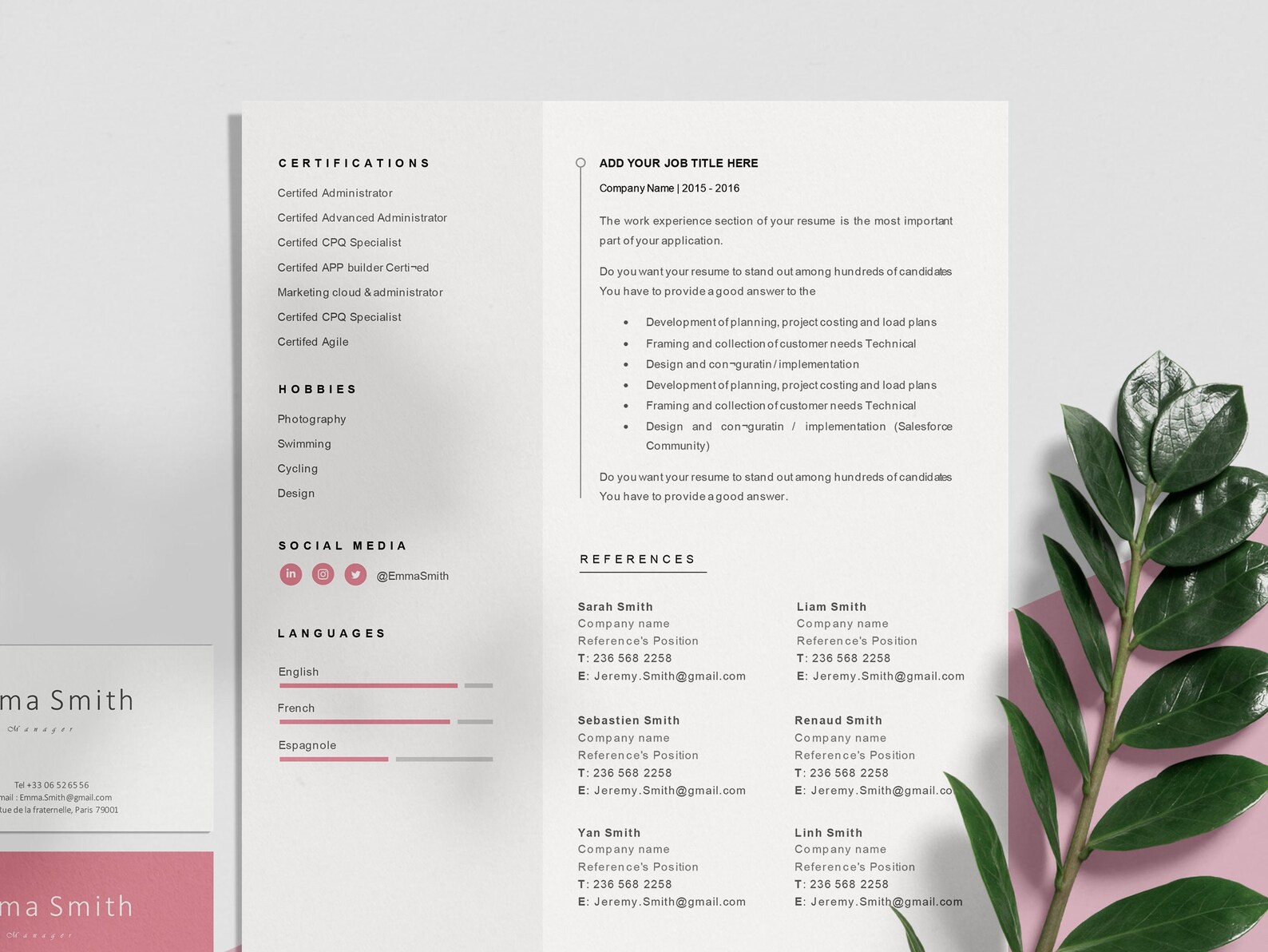 CV Template Word, CV Template Professional , Resume Template Word, Cv ...
