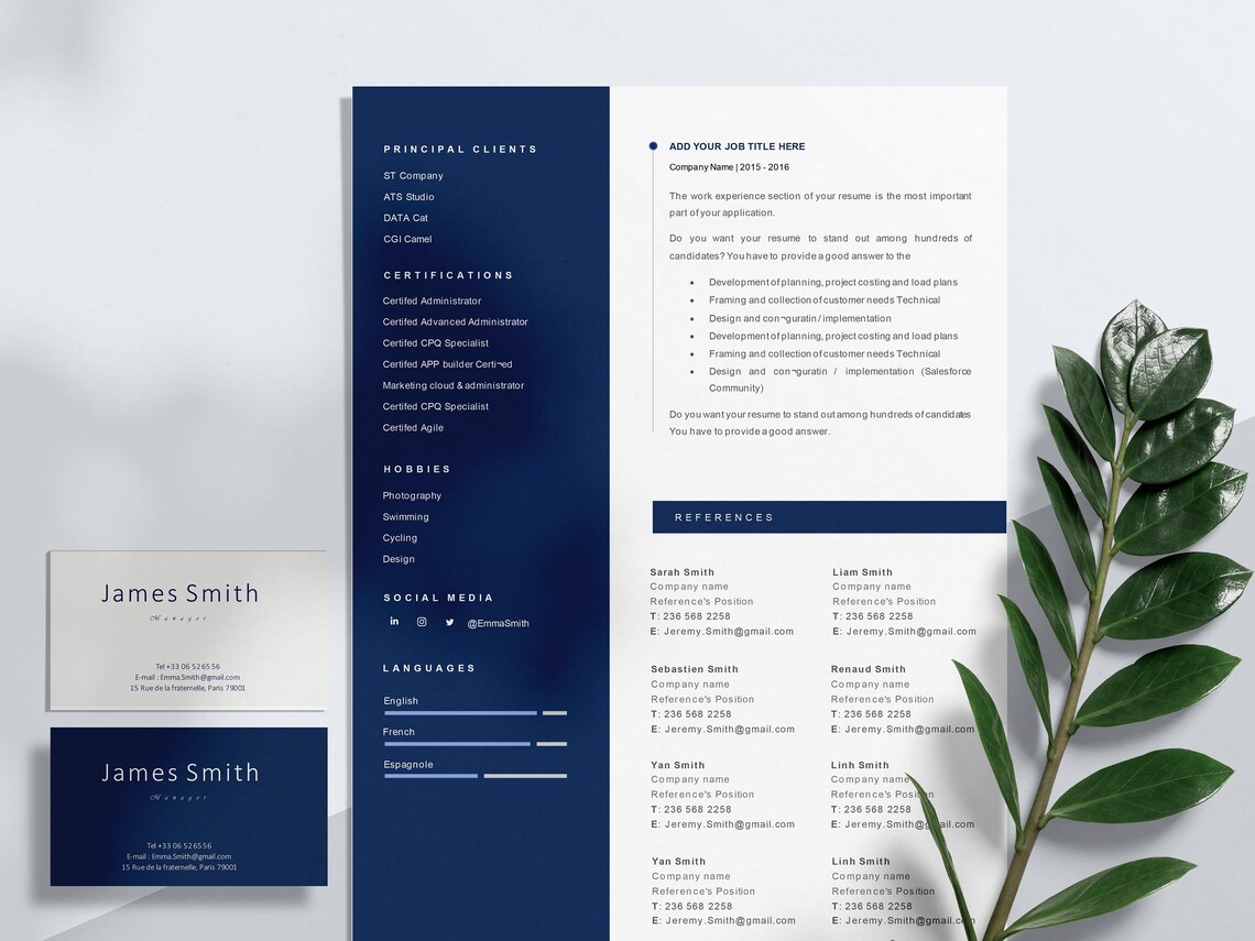 Modèle de CV mot bleu, modèle de CV professionnel, CV exécutif, propre ...