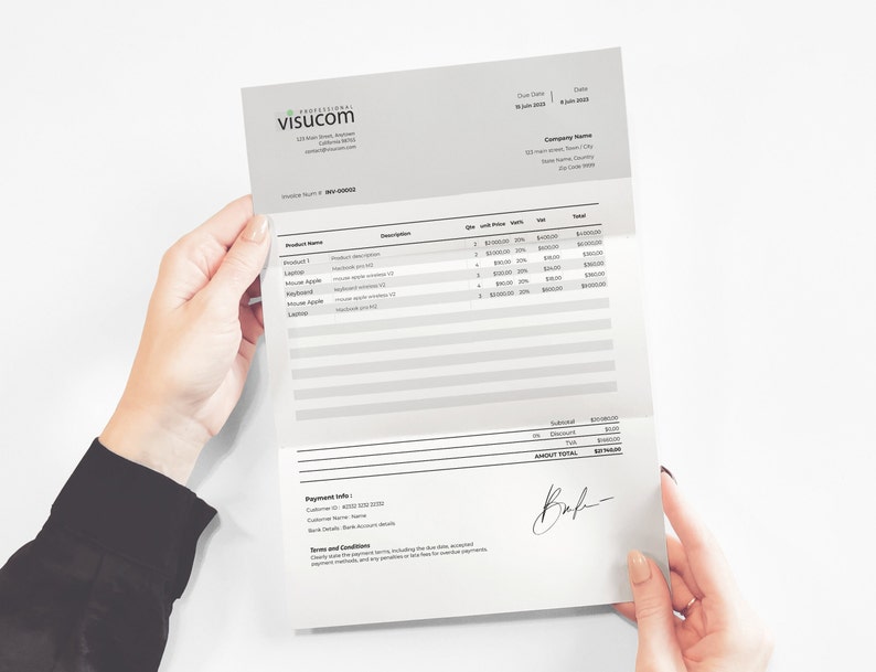 Digital Invoice Template, Business Automated Invoice, Editable ...