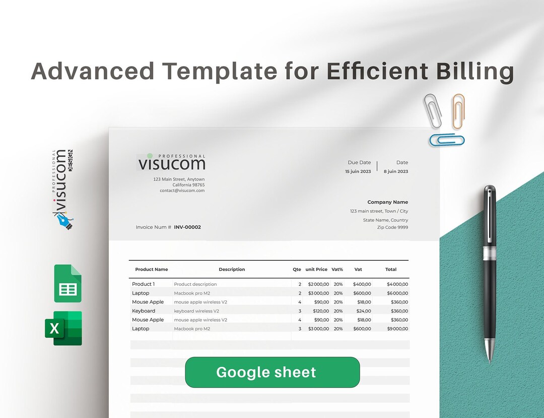 Digital Invoice Template, Business Automated Invoice, Editable ...